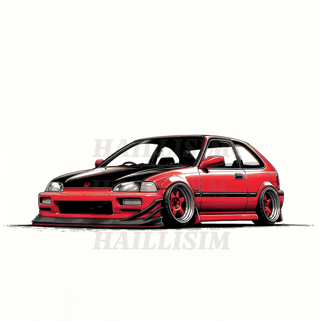 Honda Civic Type R Hatch Digital Illustration Art PNG - Etsy Australia