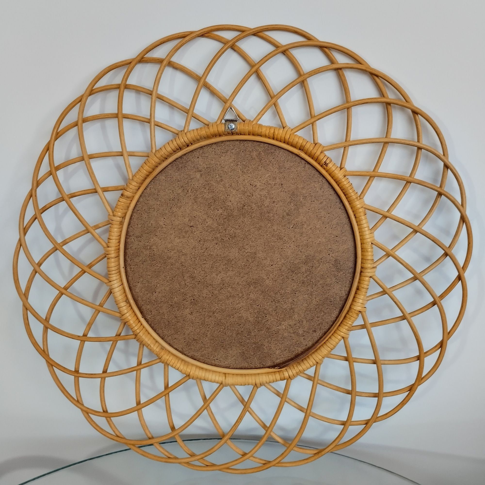 Round Rattan Wall Mirror, Circular Wicker Mirror, Rattan Flower Mirror ...
