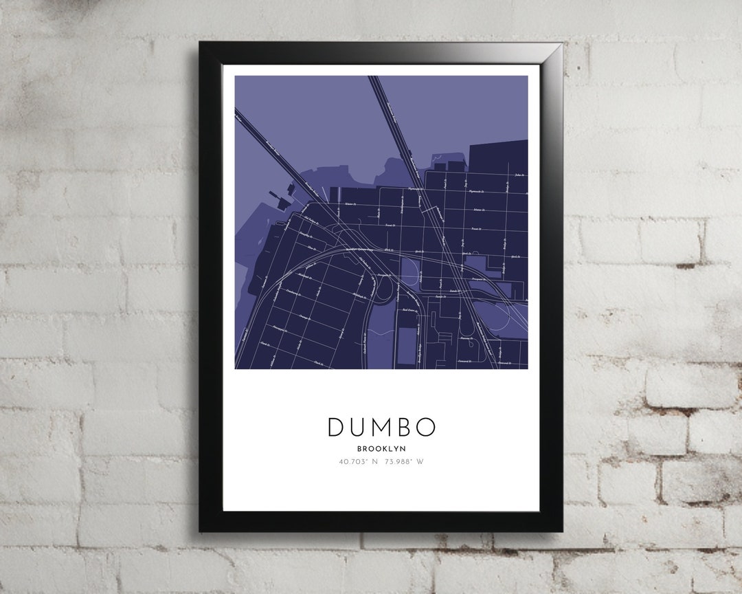 DUMBO Map Poster, Brooklyn Map Printable, Map With Street Labels ...