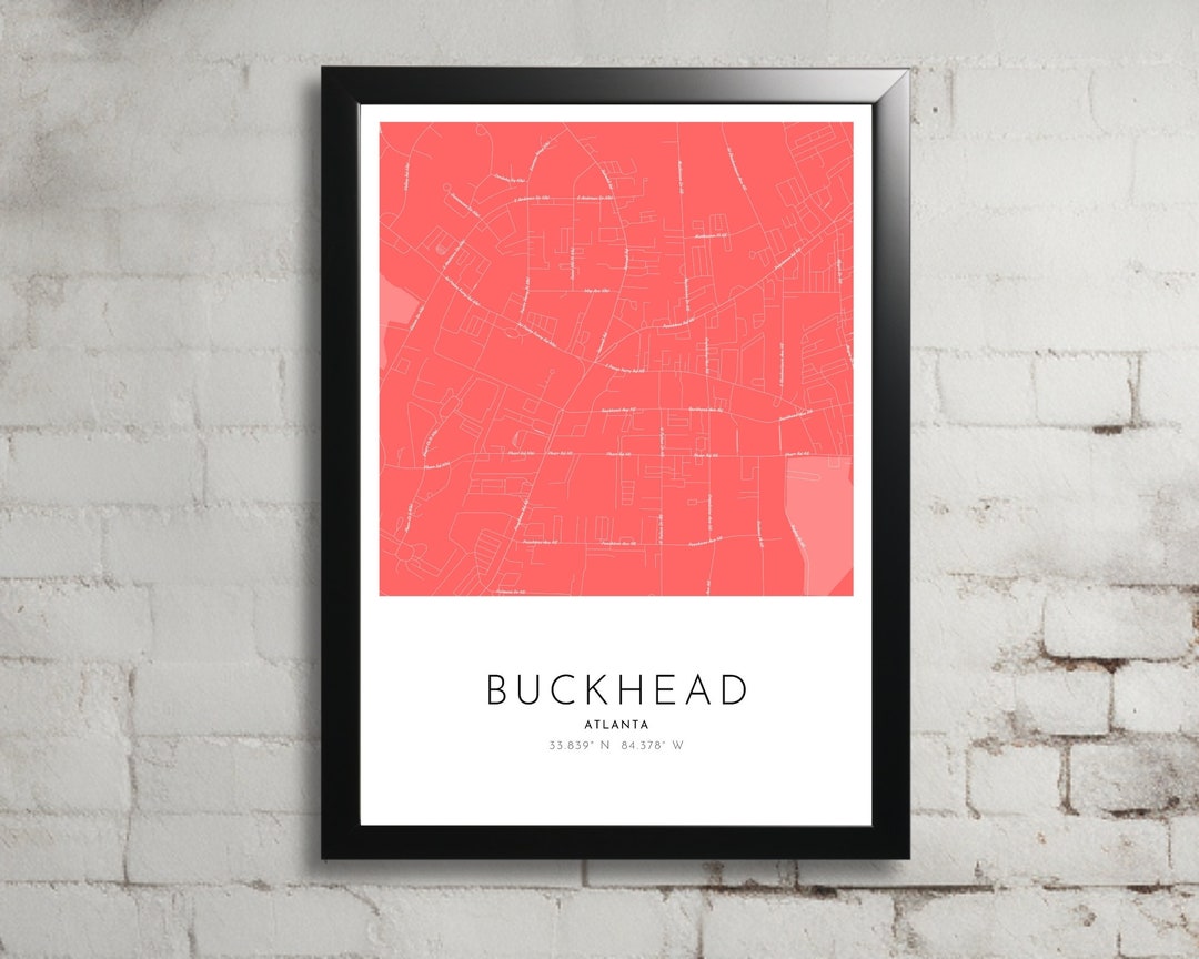 Buckhead Map Poster, Atlanta Map Printable, Map With Street Labels ...