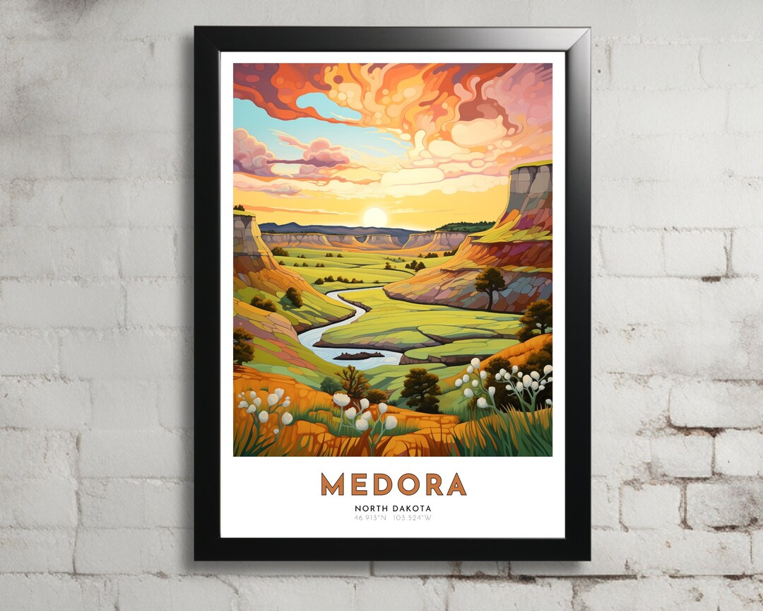 Medora Travel Poster of North Dakota Art Nouveau Gift for Lovers of ...
