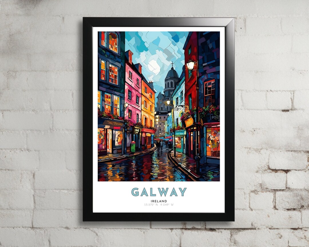 Galway Travel Poster of Ireland Art Nouveau Gift for Lovers of Galway ...