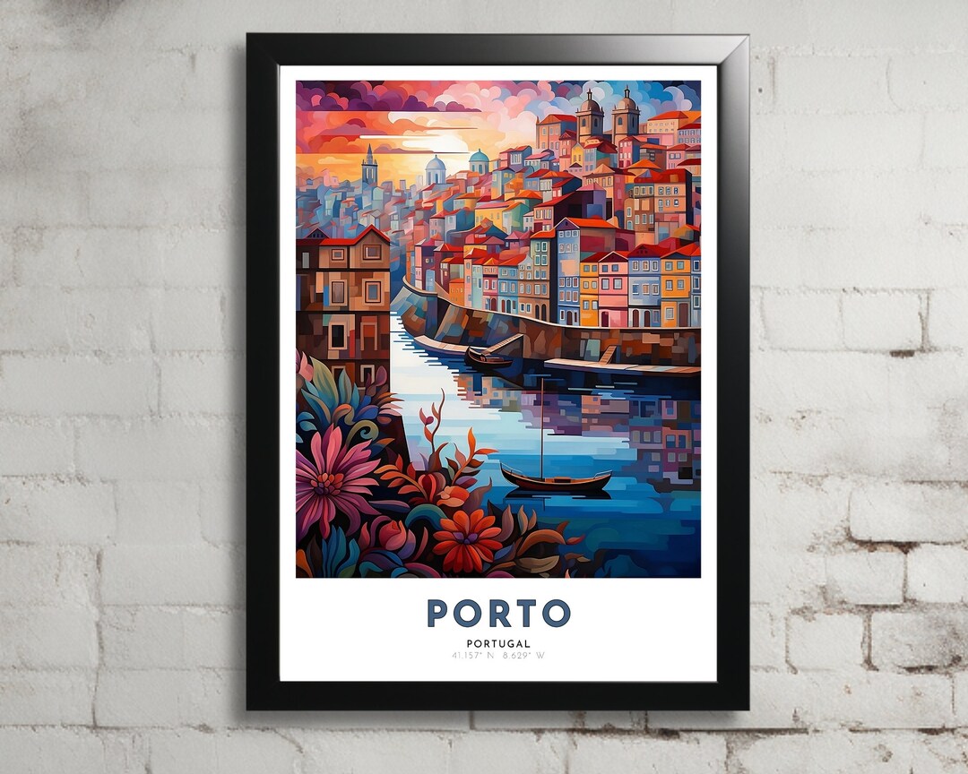 Porto Portugal Art Nouveau Travel Poster, Porto Print, Porto Wall Art ...