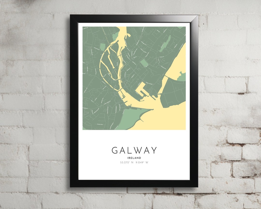 Galway Map Poster, Ireland Map Printable, Map With Street Labels ...