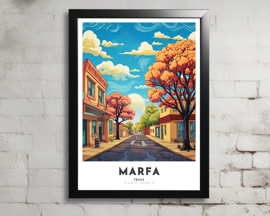 Marfa Texas Art Nouveau Travel Poster, Marfa Print, Marfa Wall Art ...