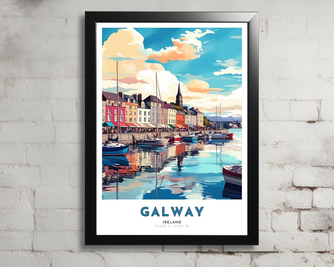 Galway Ireland Travel Poster, Art Nouveau Print, Galway Wall Art ...