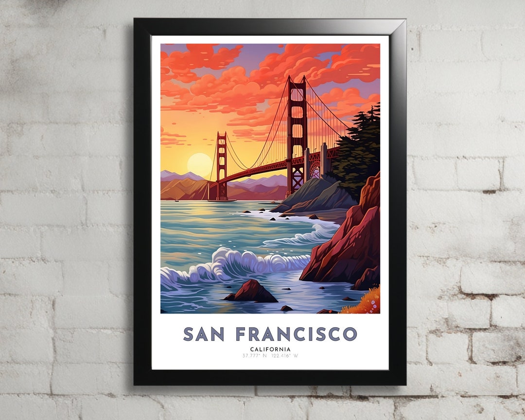 San Francisco California Art Nouveau Travel Poster, San Fran Print, San ...