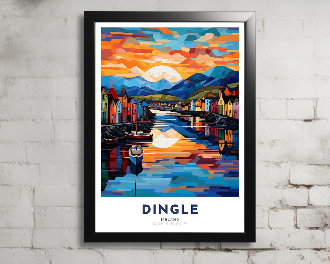 Dingle Ireland Travel Poster, Art Nouveau Print, Dingle Wall Art ...