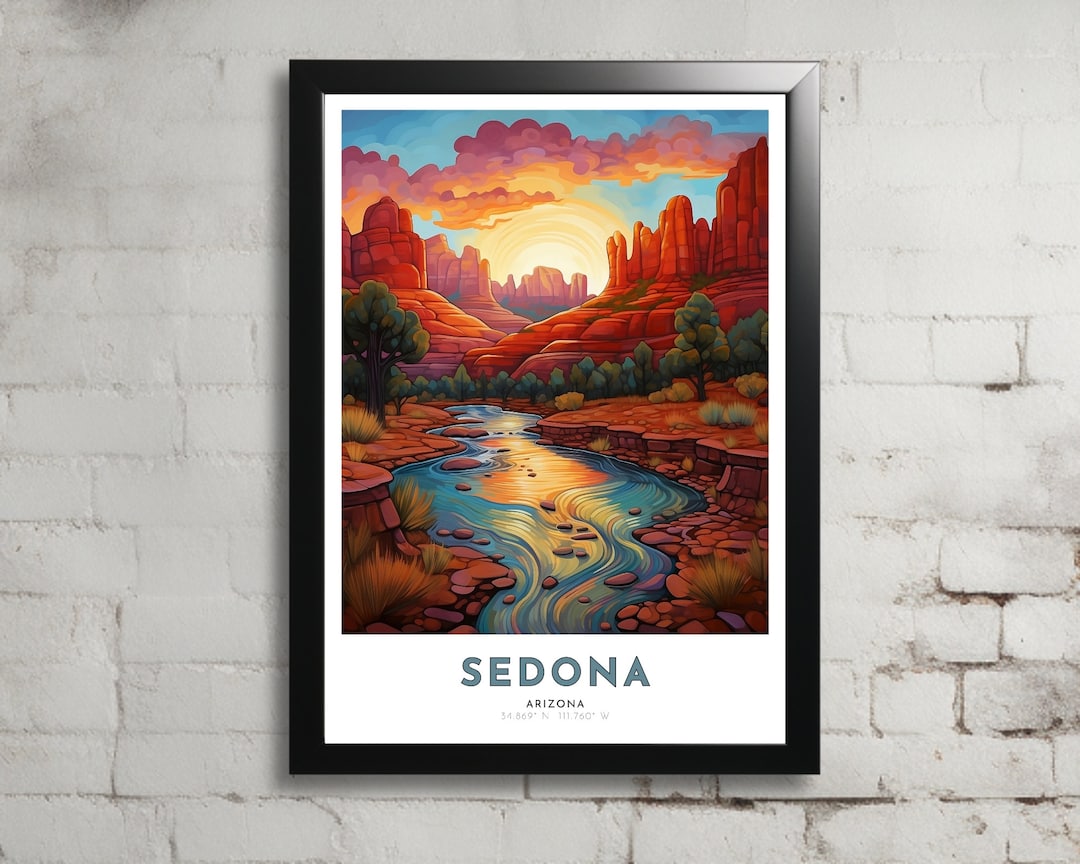 Sedona Travel Poster of Arizona Art Nouveau Gift for Lovers of Sedona ...