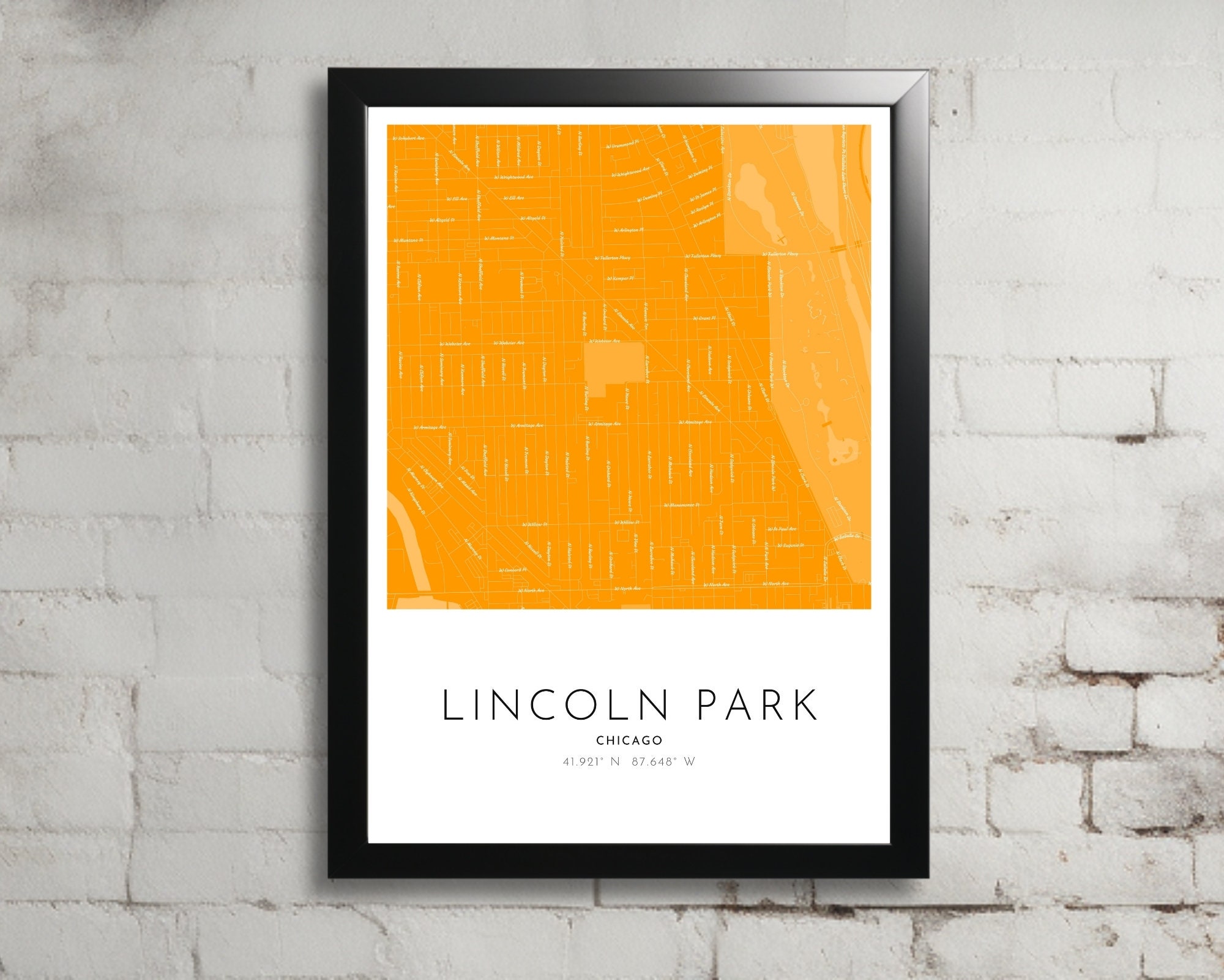 Lincoln Park Map Poster, Chicago Map Print, Map With Street Labels ...
