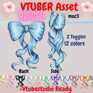 Rigged Vtuber Hair Bow Extensions: 12 Colors (live2d Asset, PNG File ...