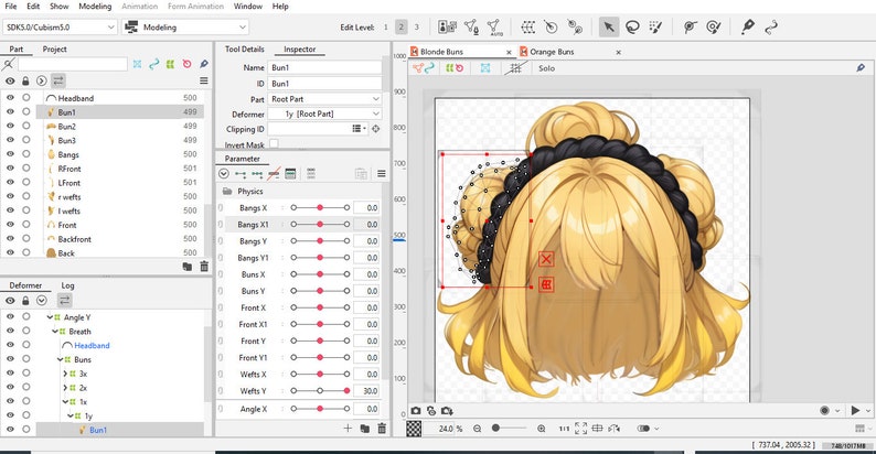 Vtuber Asset Rigged Vtuber Hair Live2d Asset Transparent Background PNG ...