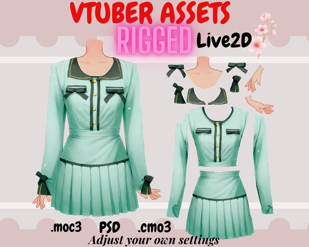Channel1 -rigged Vtuber Asset - Outfit| Live2d Rig| Clothing Asset ...