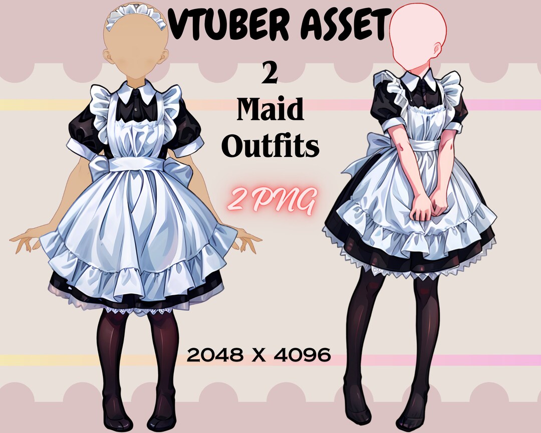 Vtuber Asset Outfit - Kawaii Maid Dress| Vtuber Maid Dress| Vtuber ...