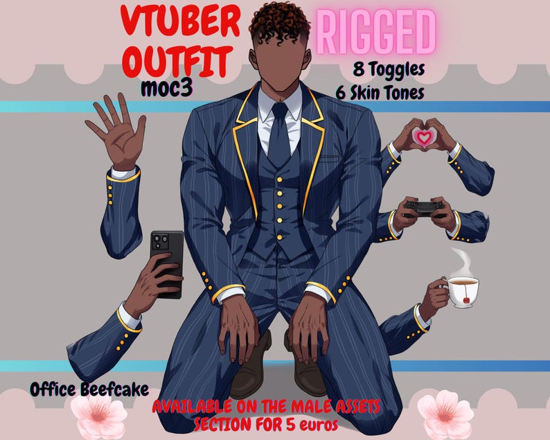 Male Anime Vtuber Body Base: OC Concept (PSD) Ready to Rig - Etsy