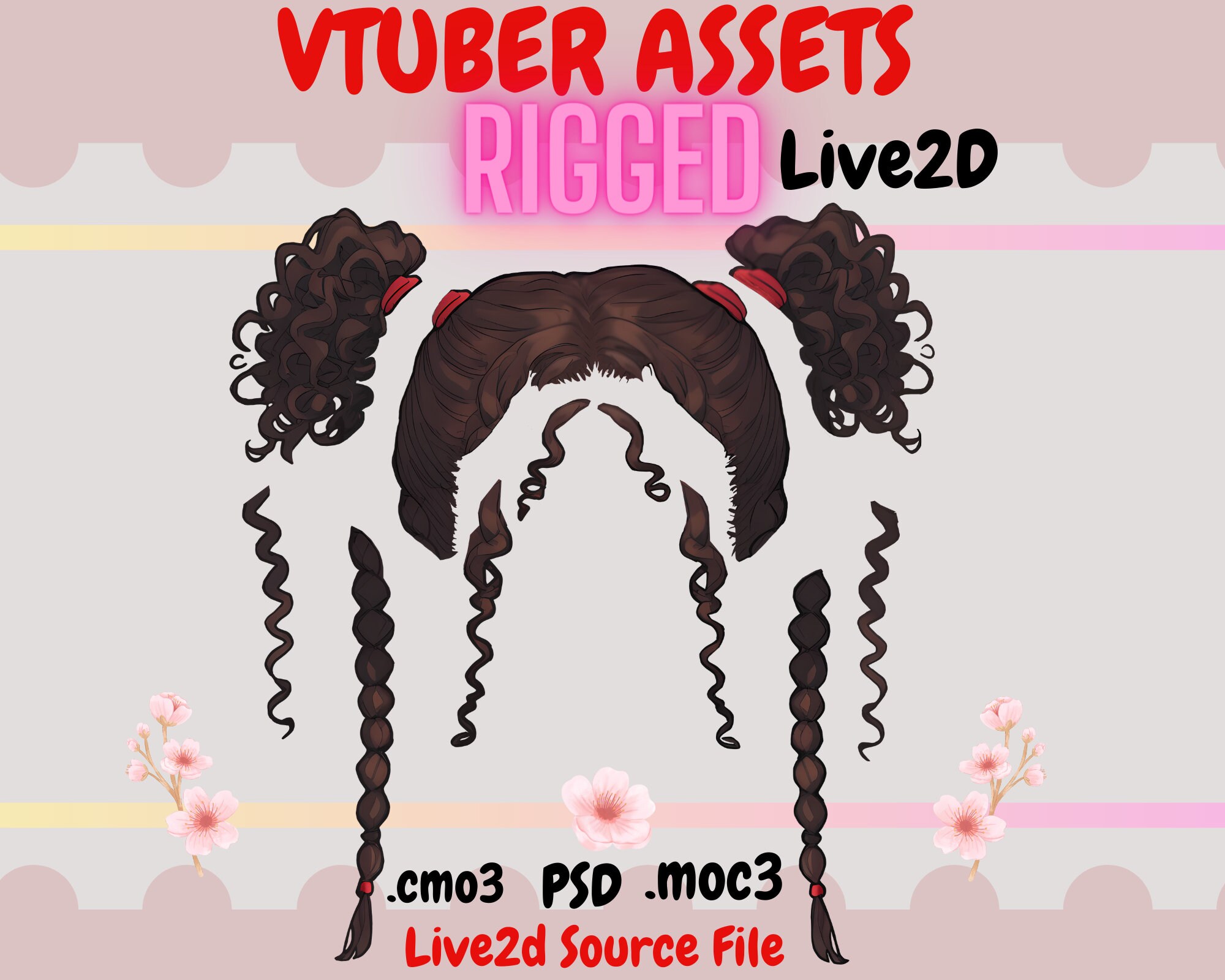 Rigged Vtuber Hair Asset: Live2d, PSD, Moc3 Files. - Etsy UK