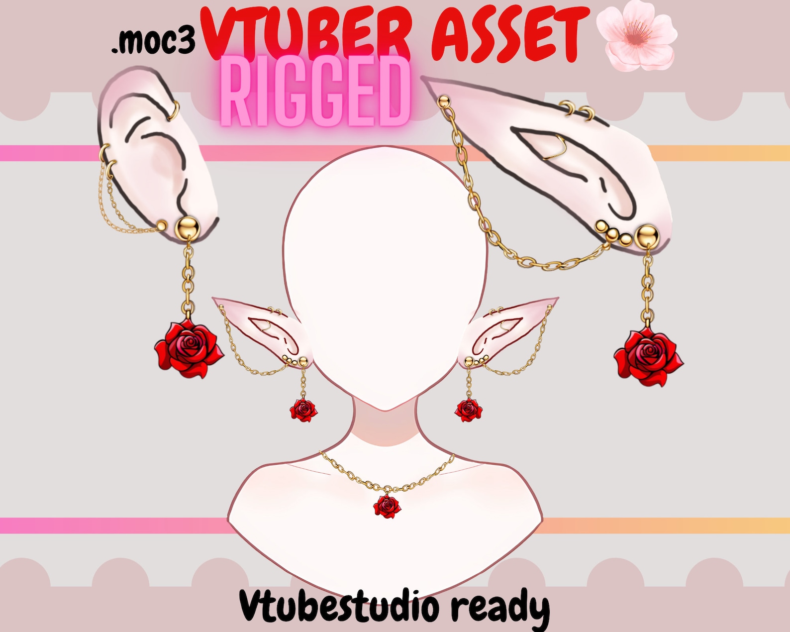 Rigged Rose Earrings: Magical Vtuber Accessory Asset. - Etsy