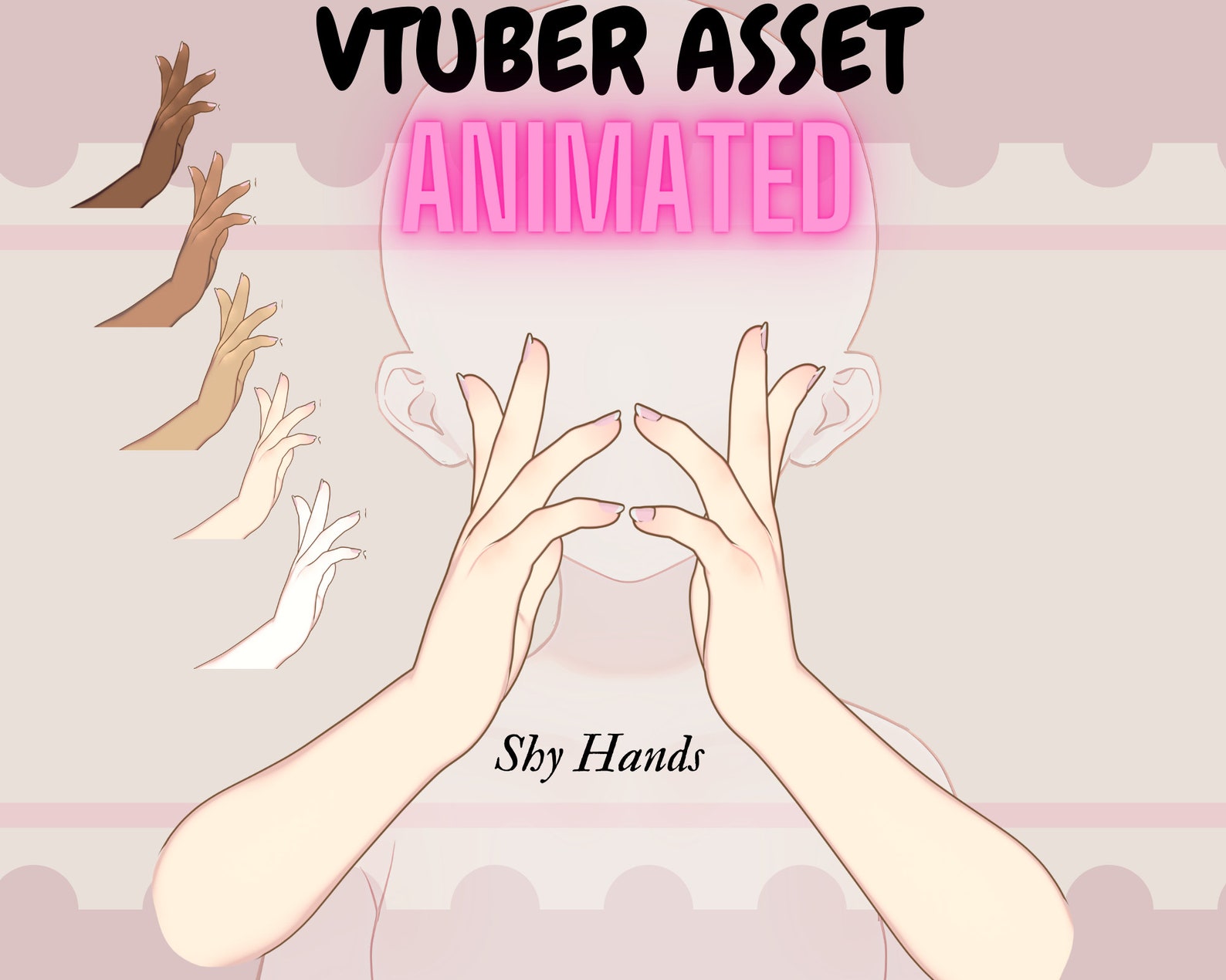 Animated Vtuber Asset Shy Hands Holding Face| Vtuber Hand Asset ...