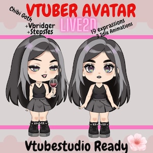 Kawaii Goth Chibi Live2d Vtuber Avatar: Fully Rigged Model (instant ...