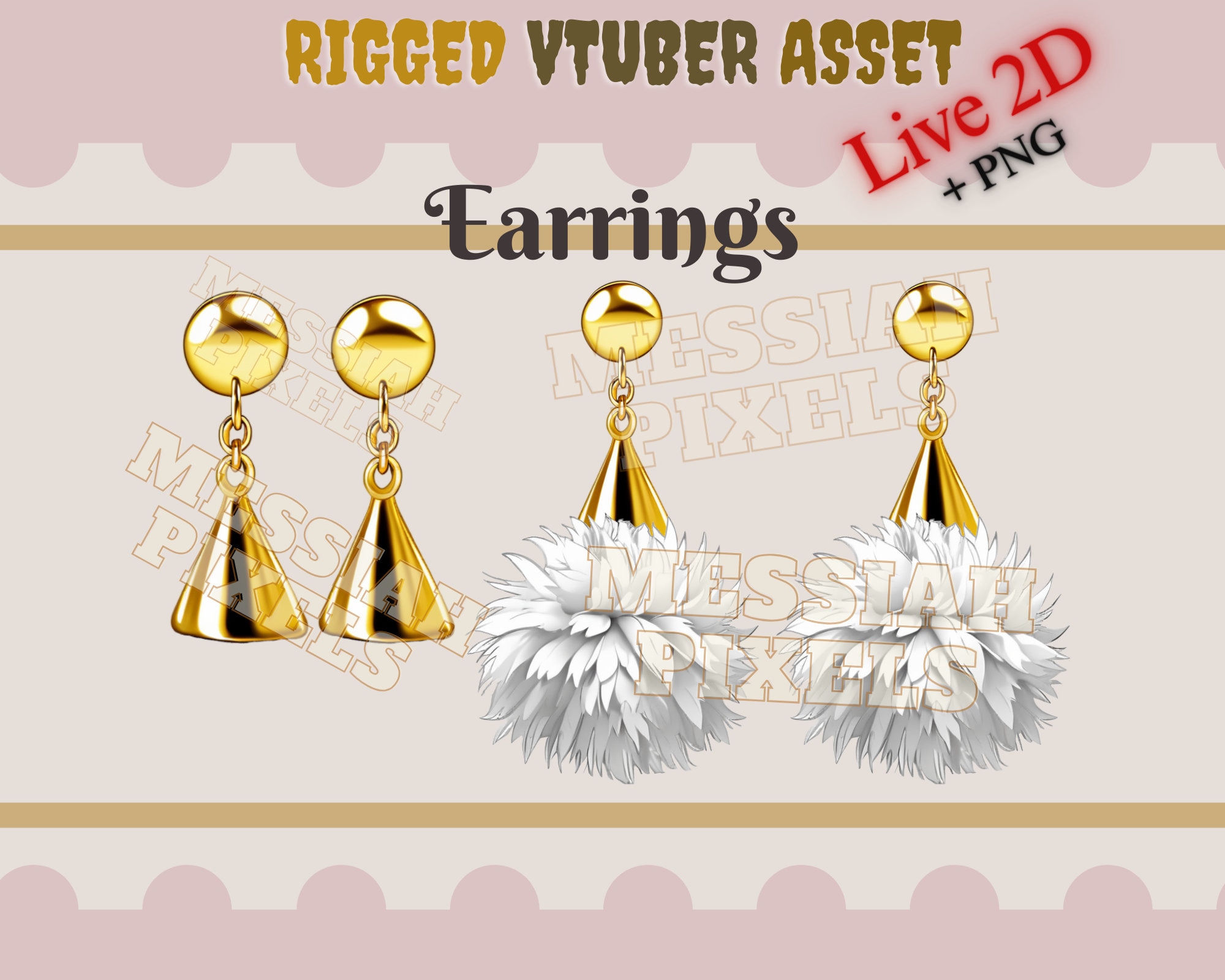 Vtuber Asset - Rigged Earrings| Vtuber Accessory Asset| Vtuber Clothing ...