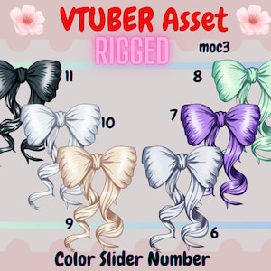 Rigged Vtuber Hair Bow Extensions: 12 Colors (live2d Asset, PNG File ...