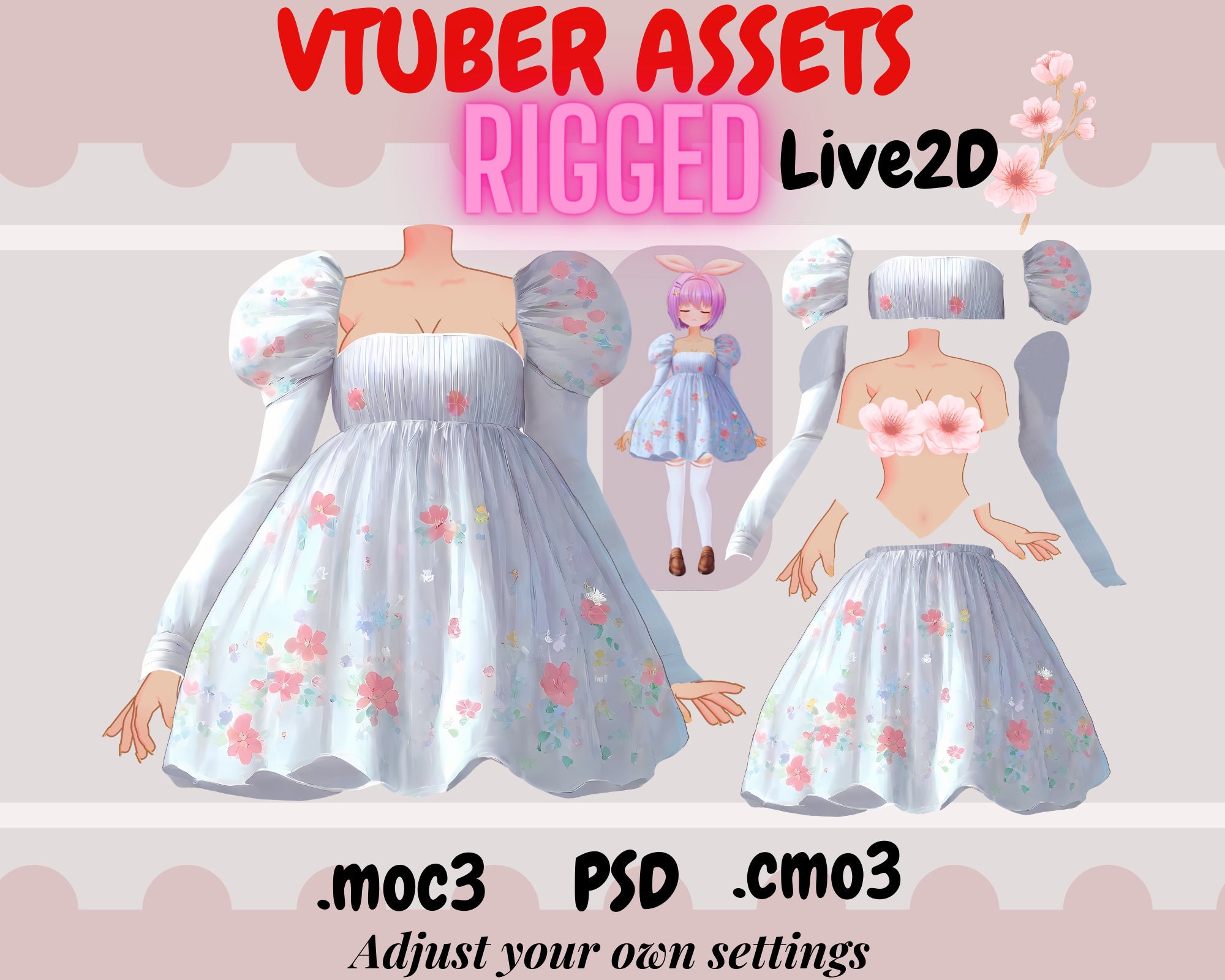 Vtuber Asset Rigged Vtuber Outfit Live2d Rig Clothing Asset Vtuber Clothing Vtuber Dress ...