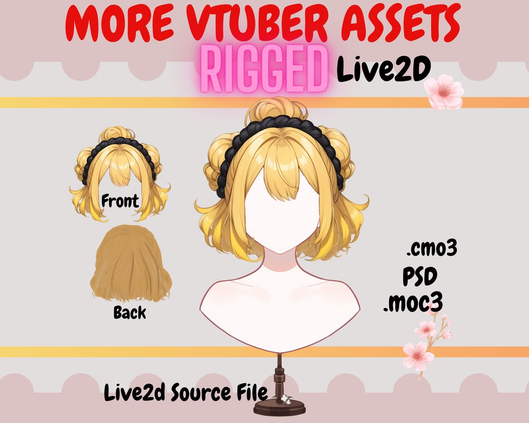 Rigged Blonde Buns Vtuber Hair Asset: Live2d, Vtube Studio. - Etsy