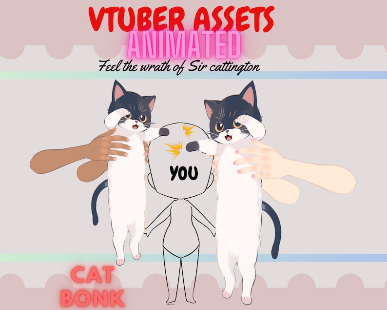 Long Cat Bonk Gif-twitch Redeem Animated Vtuber Hand Asset Twitch Asset ...