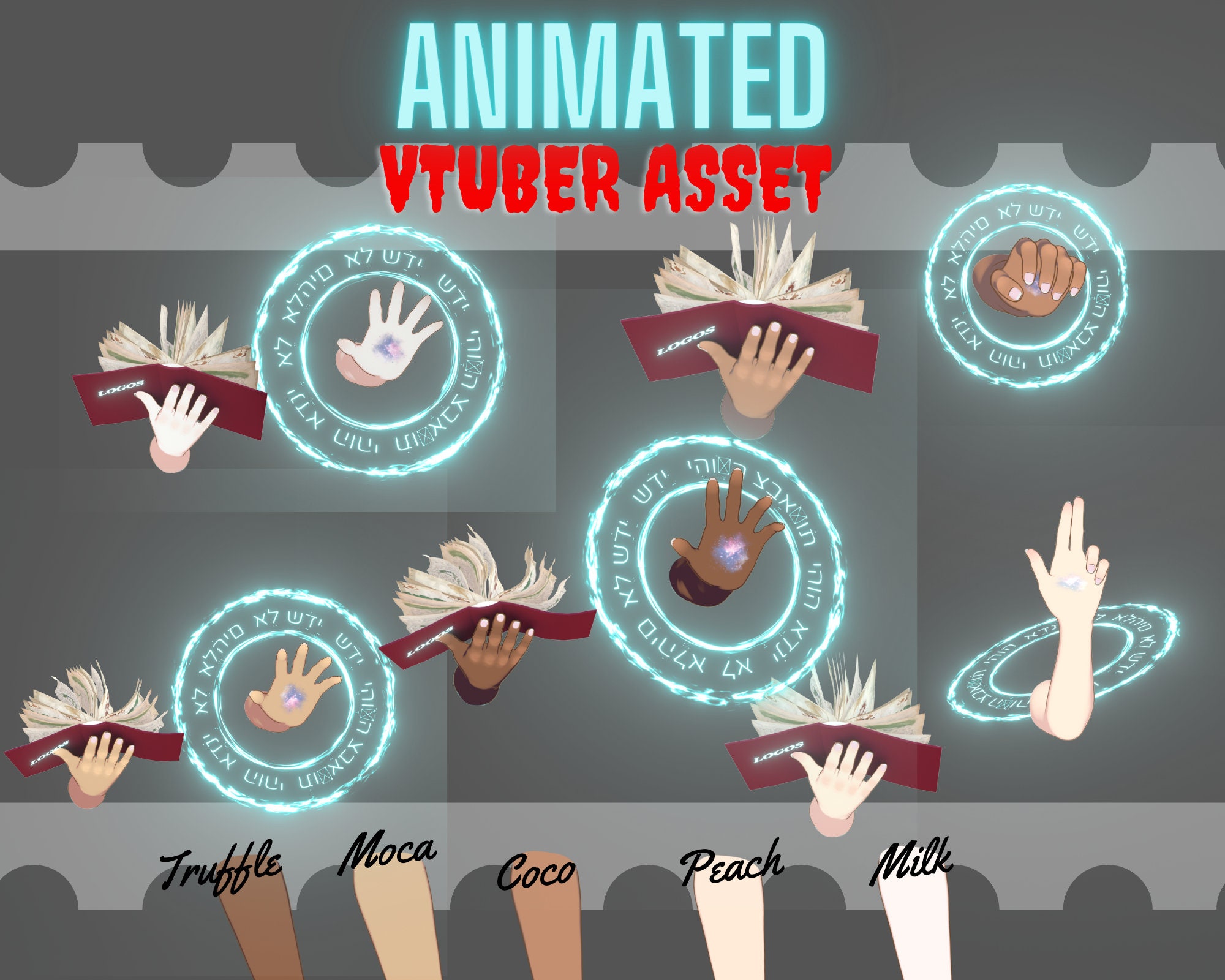 Animated Vtuber Hands Holding Book: Magical Twitch Asset (GIF & PNG ...