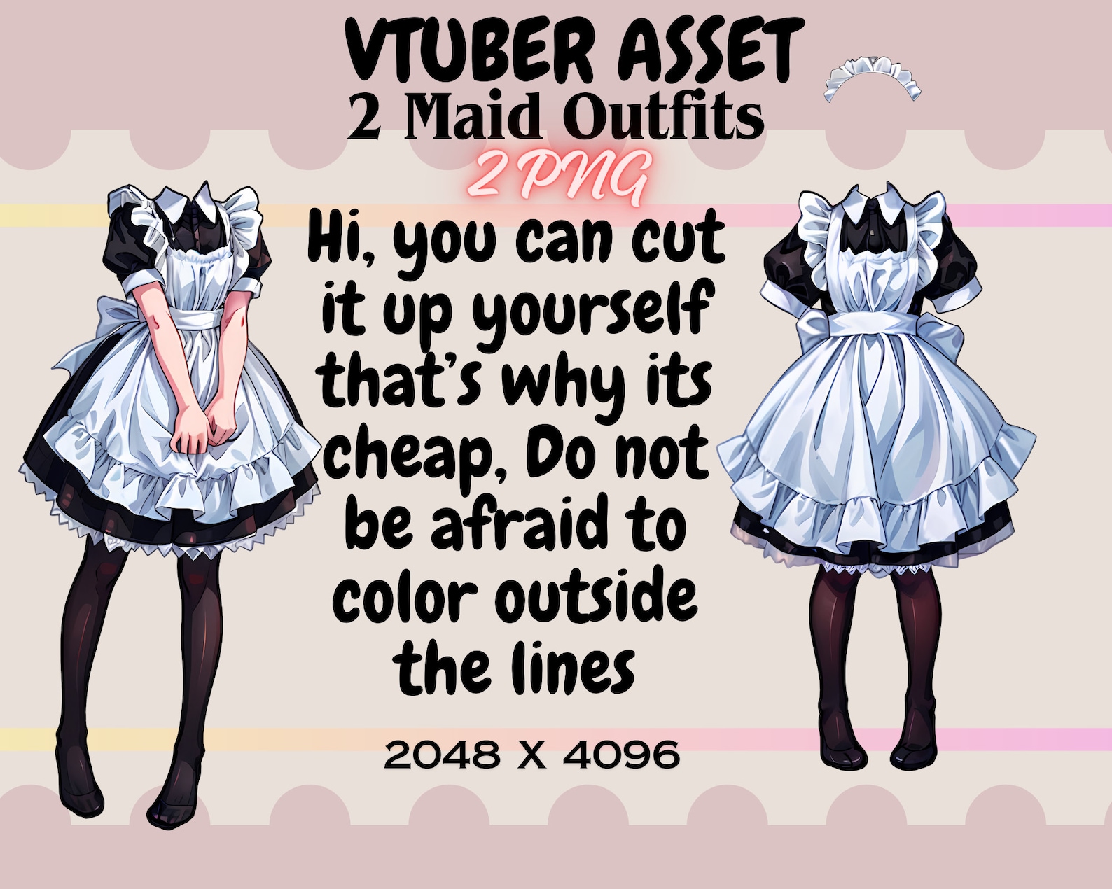 Vtuber Asset Outfit - Kawaii Maid Dress| Vtuber Maid Dress| Vtuber ...