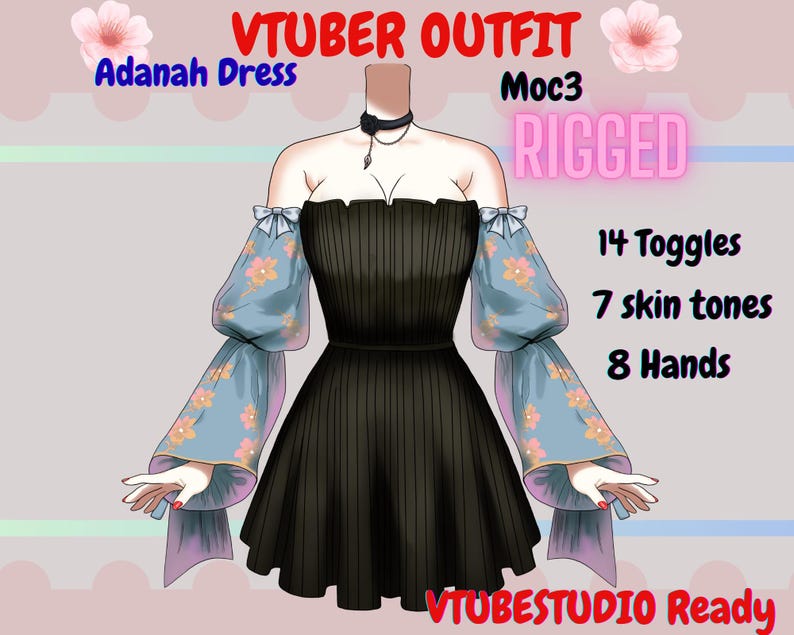 Rigged Vtuber Outfit: Adanah Dress, 14 Toggles (vtuberstudio Moc3 File ...