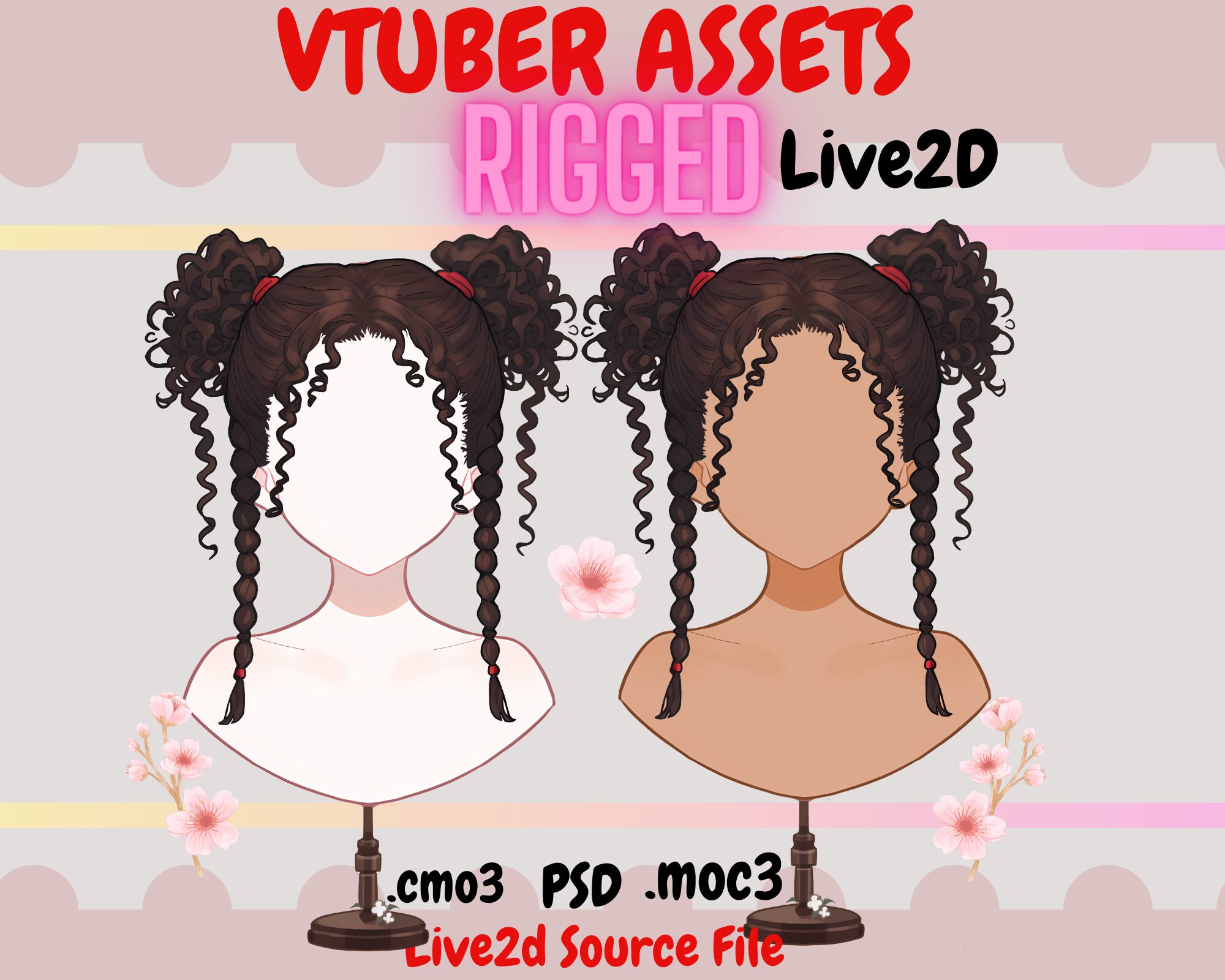 Vtuber Asset - Rigged Vtuber Hair| Live2d Asset| Transparent Background ...