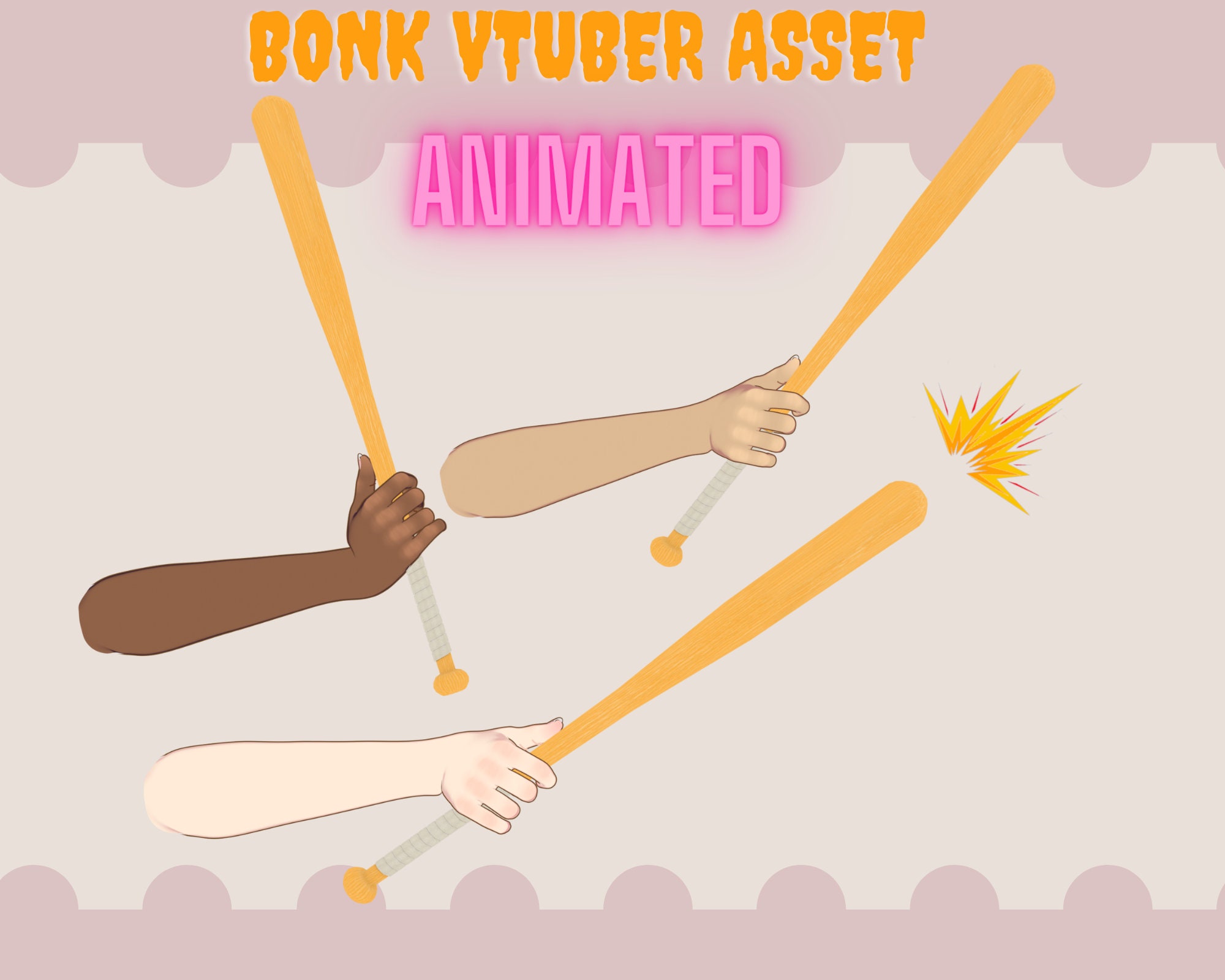 Animated Bat Bonk Vtuber Hand Asset: Twitch Redeem (GIF). - Etsy