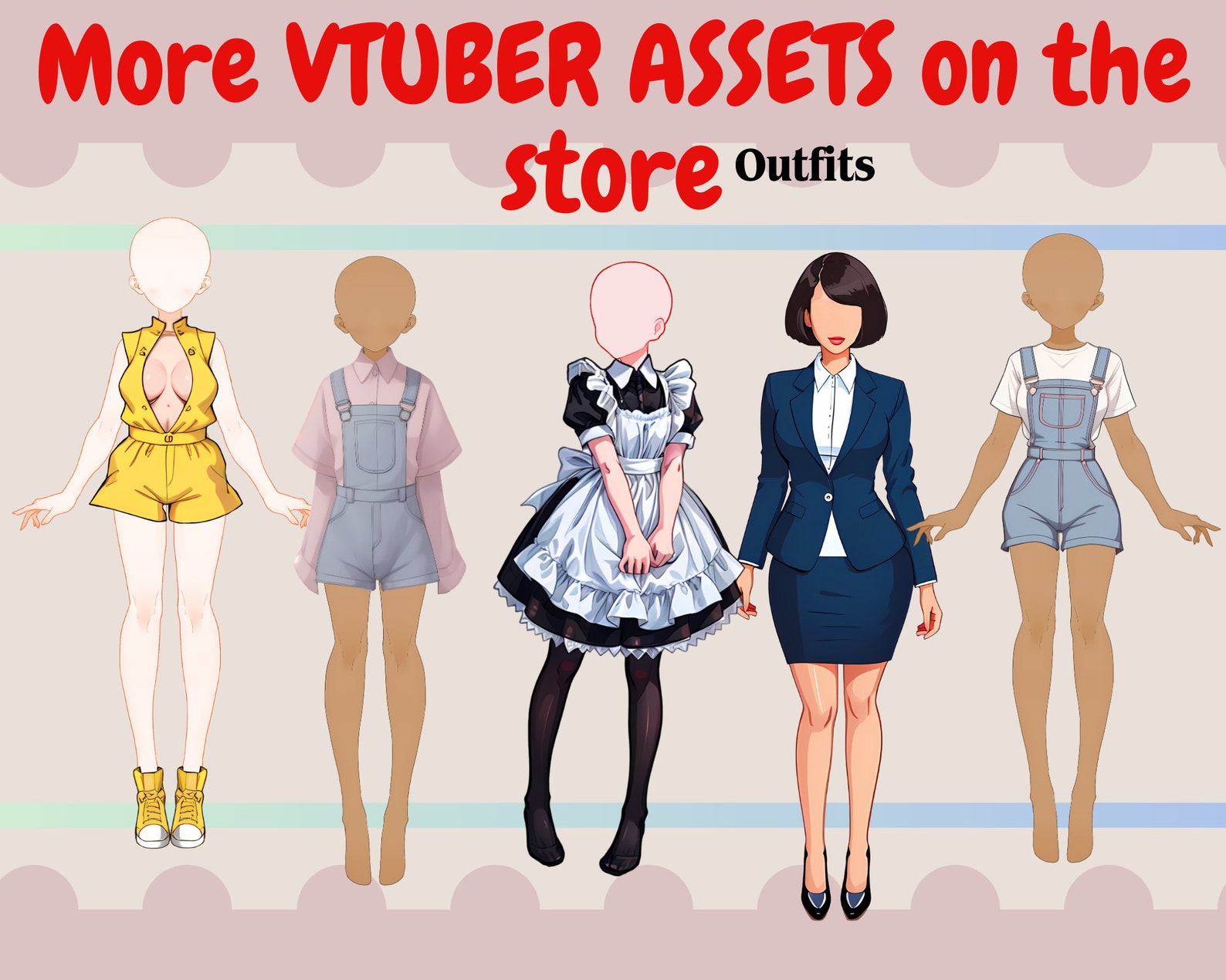 Channel1 rigged Vtuber Asset Outfit Live2d Rig Clothing Asset Vtuber Clothing Vtuber Dress ...
