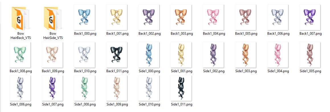 Rigged Vtuber Hair Bow Extensions: 12 Colors (live2d Asset, PNG File ...