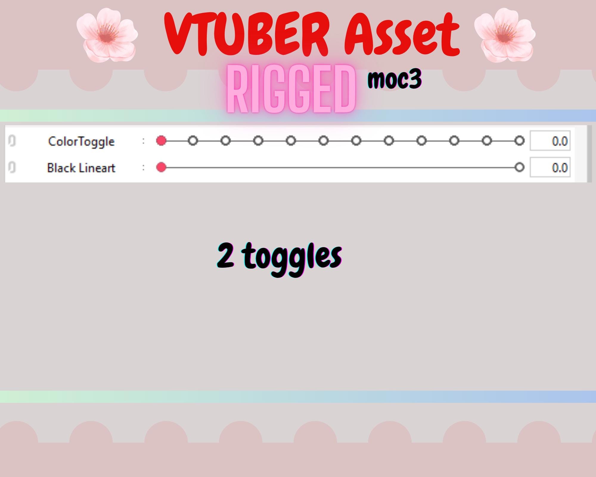Rigged Vtuber Hair Bow Extensions: 12 Colors (live2d Asset, PNG File ...