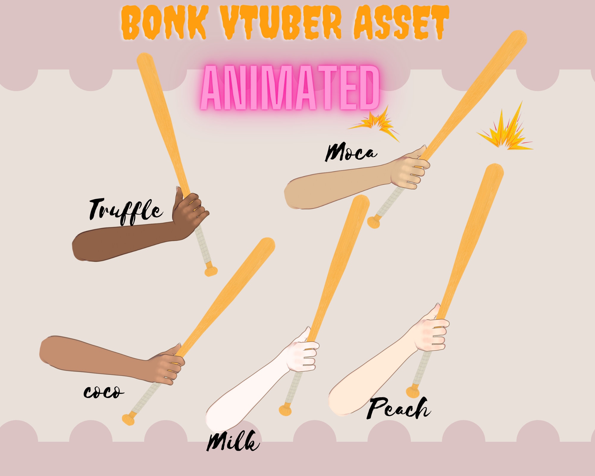 Animated Bat Bonk Vtuber Hand Asset: Twitch Redeem (GIF). - Etsy