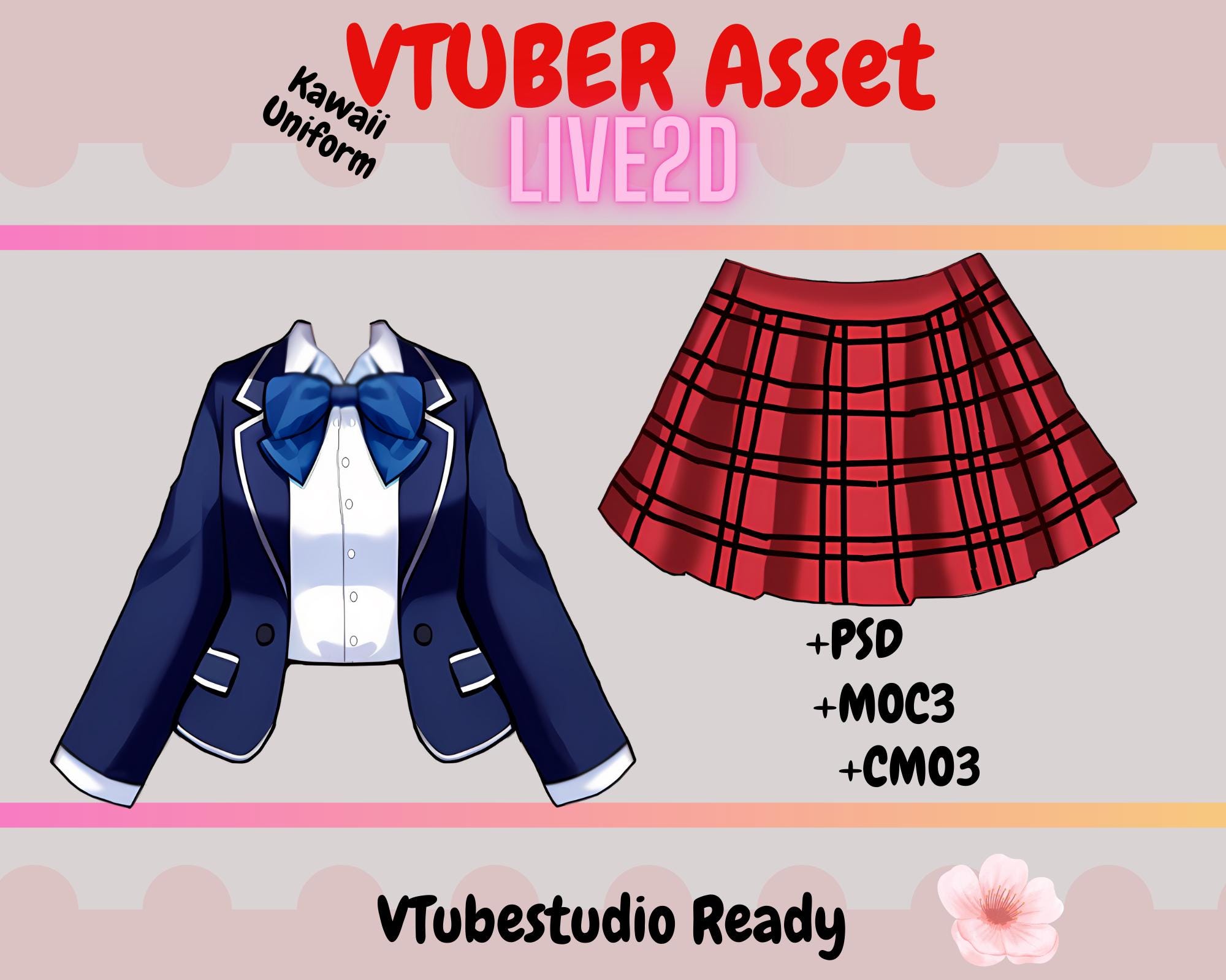 Rigged Kawaii Uniform: Live2d Vtuber Outfit (PSD, MOC3, CMO3). - Etsy