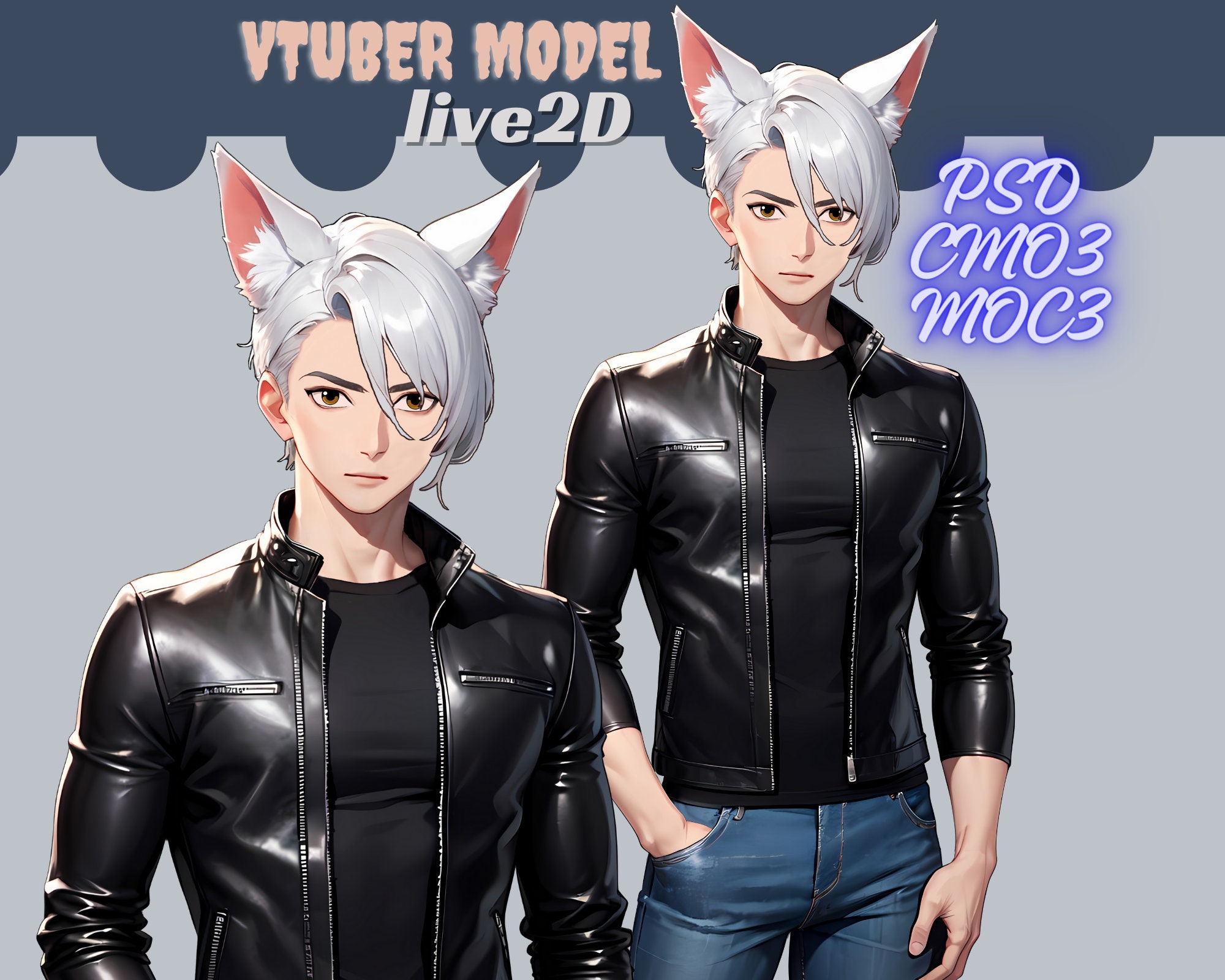 Male Vtuber Model Waist up Live2d Rigged, Vtube Studio Ready, Premade ...