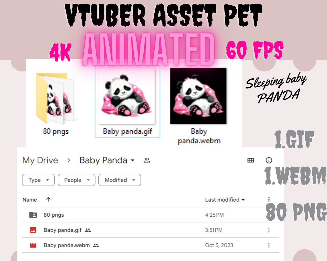 Animated Baby Panda Vtuber Pet: 4K Looping Stream Decoration (digital ...