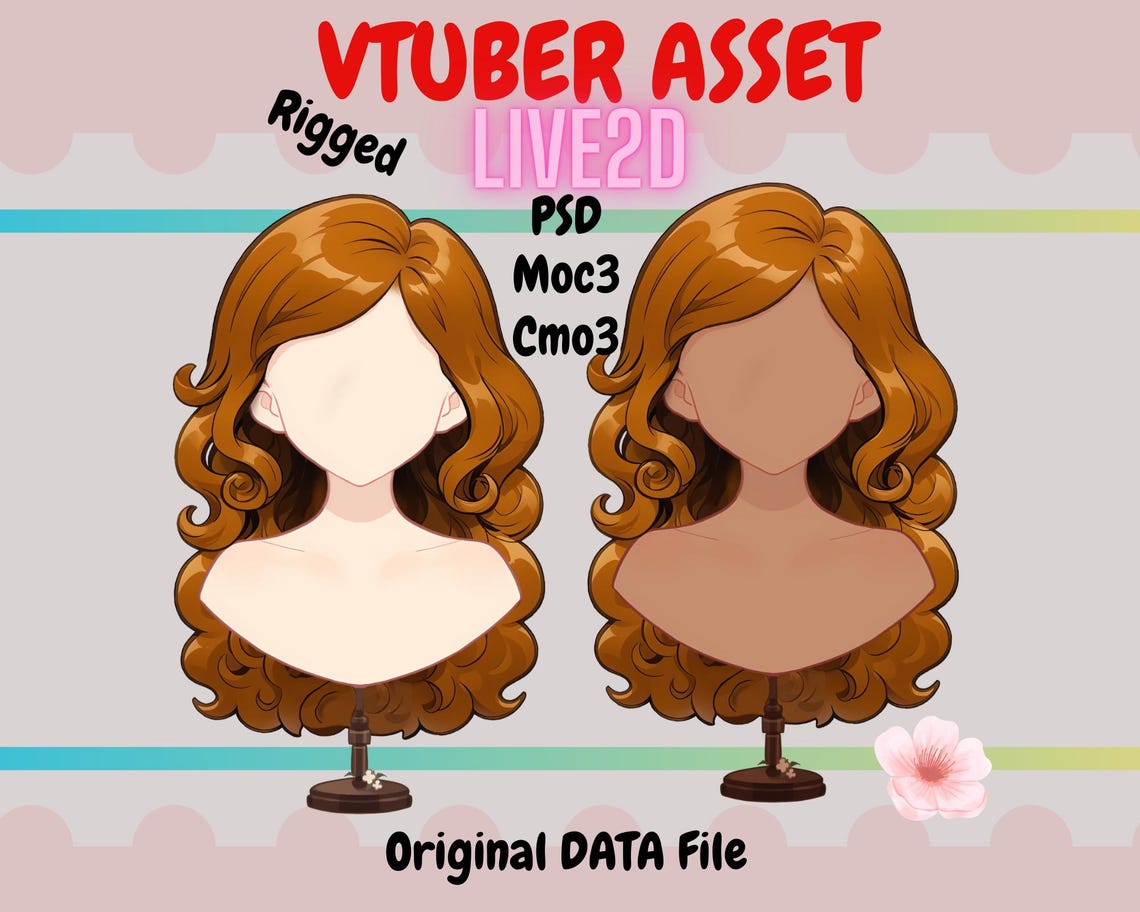 Rigged Ginger Curls Vtuber Hair Asset: Live2d, PSD, Moc3 Files. - Etsy