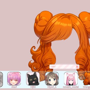 Orange Buns Vtuber Hair Asset: Live2d Rig - Transparent PNG. - Etsy