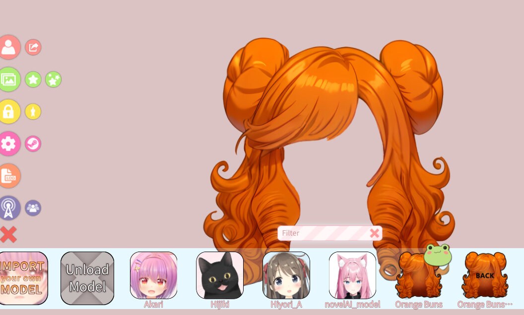 Vtuber Rigged Asset Vtuber Hair Orange Buns Live2d Asset Transparent ...