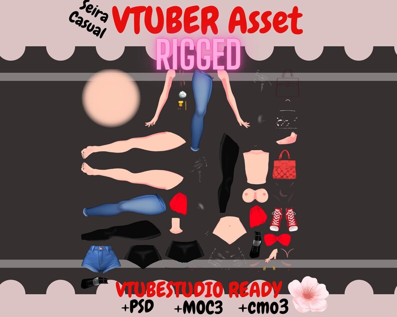 Vtuber Assets Rigged Vtuber Outfit Live2d Rig Dress Asset Vtuber Jeans ...
