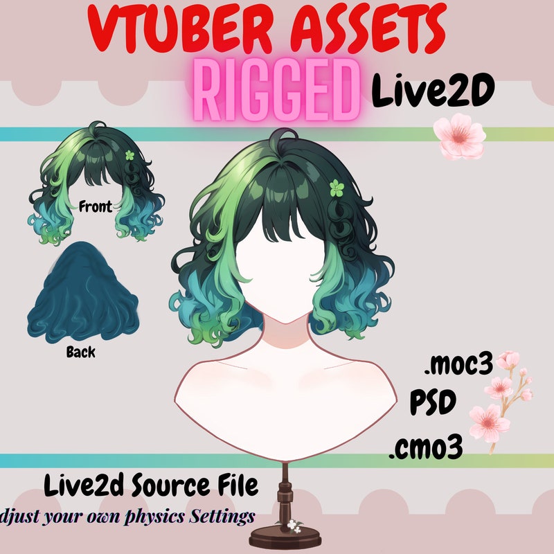 Vtuber Hair Green Asset - Etsy