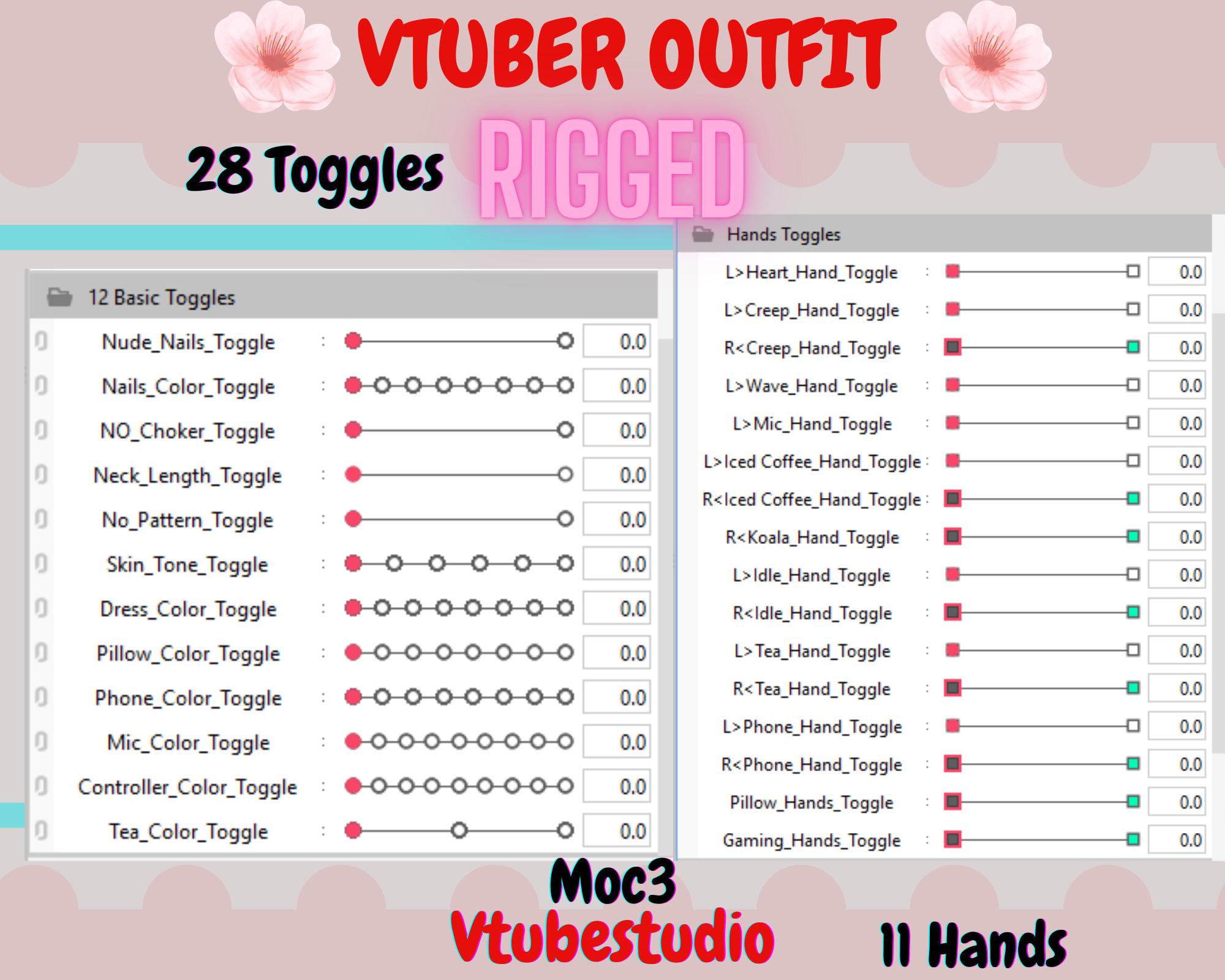 Free Rigged Kawaii Puff Dress – Vtuber Outfit, 28 Toggles, 11 Hand ...