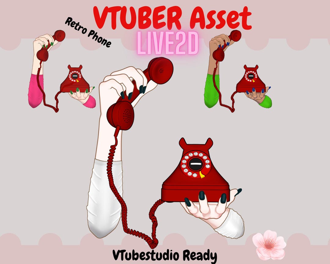 Rigged Vtuber Hand Asset: Retro Phone, 5 Skintones (LIVE2D). - Etsy