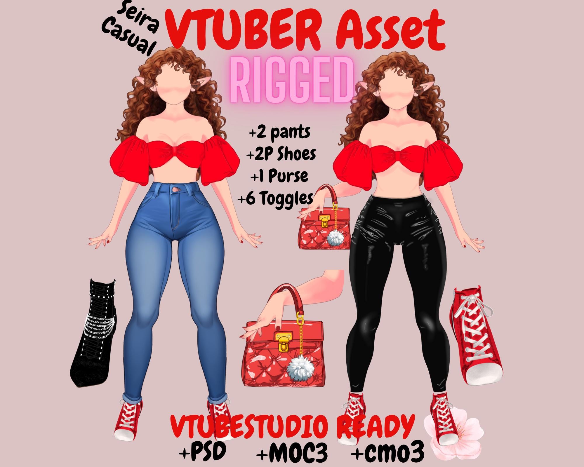 Vtuber Assets Rigged Vtuber Outfit Live2d Rig Dress Asset Vtuber Jeans ...