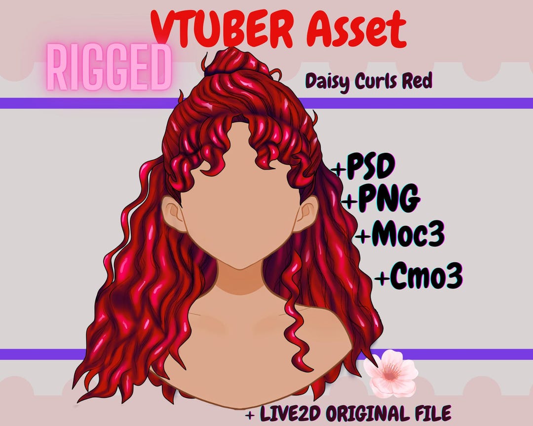 Rigged Vtuber Asset - Vtuber Hair |daisy Curls | Live2d Asset| Live2d ...