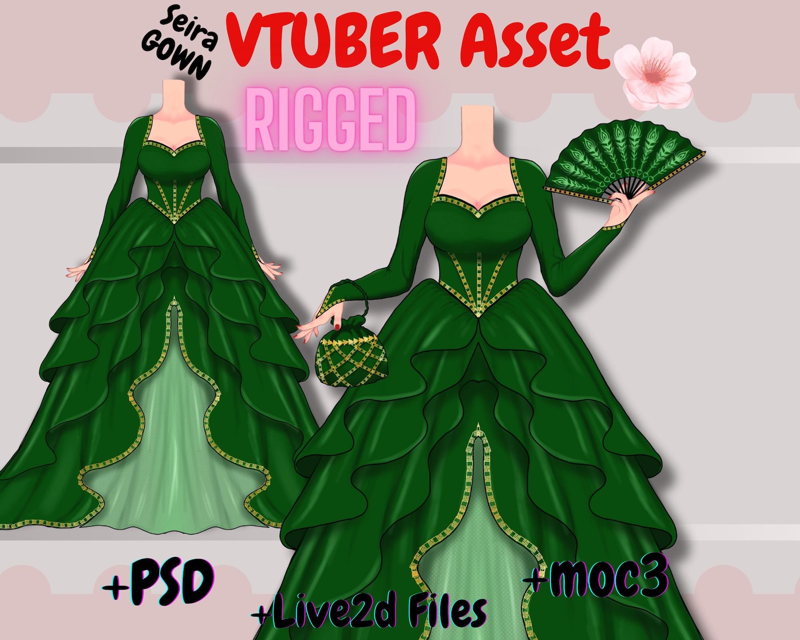 Rigged Vtuber Assets - Royal Gown Outfit| Live2d Rig| Clothing Asset ...